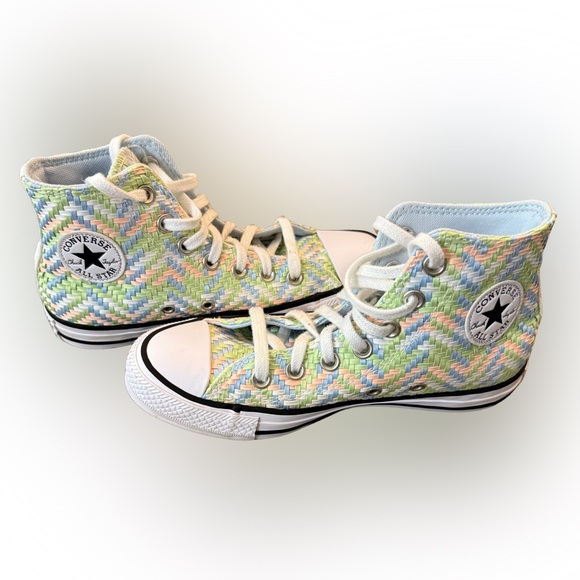 Converse | Shoes | Converse Hightop Sneakers Pastel Woven Design Size 6 ...